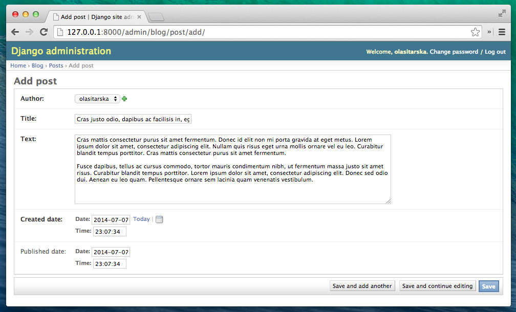 Django admin | Django Girls tutorial